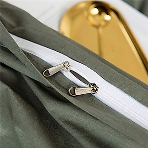 Mucalis Sage Green Duvet Cover Queen 100% Natural Washed Cotton Modern Solid Green Bedding Set with Pillowcases for Adult Girls Boys Zipper Closure Corner Ties Soft