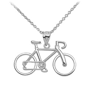 Bicycle Sports Charm Bike Pendant Necklace in 925 Sterling Silver, 16"