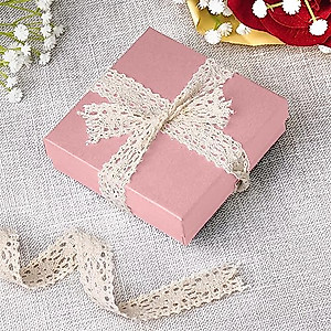 Cardboard Jewelry Boxes 10 Pack - 3.5"x3.5"x1" Bulk Cotton Filled Small Gift Boxes with Lids for Jewelry Packaging (Baby Pink)