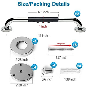 Safety Grab Bars for Bathroom 2 Pack, 16 Inch Anti-Slip Grab Bars for Bathtubs and Showers, Handicap Grab Bars for Shower, Shower Grab Bars for Seniors, Shower Handles for Elderly, Sumuhung