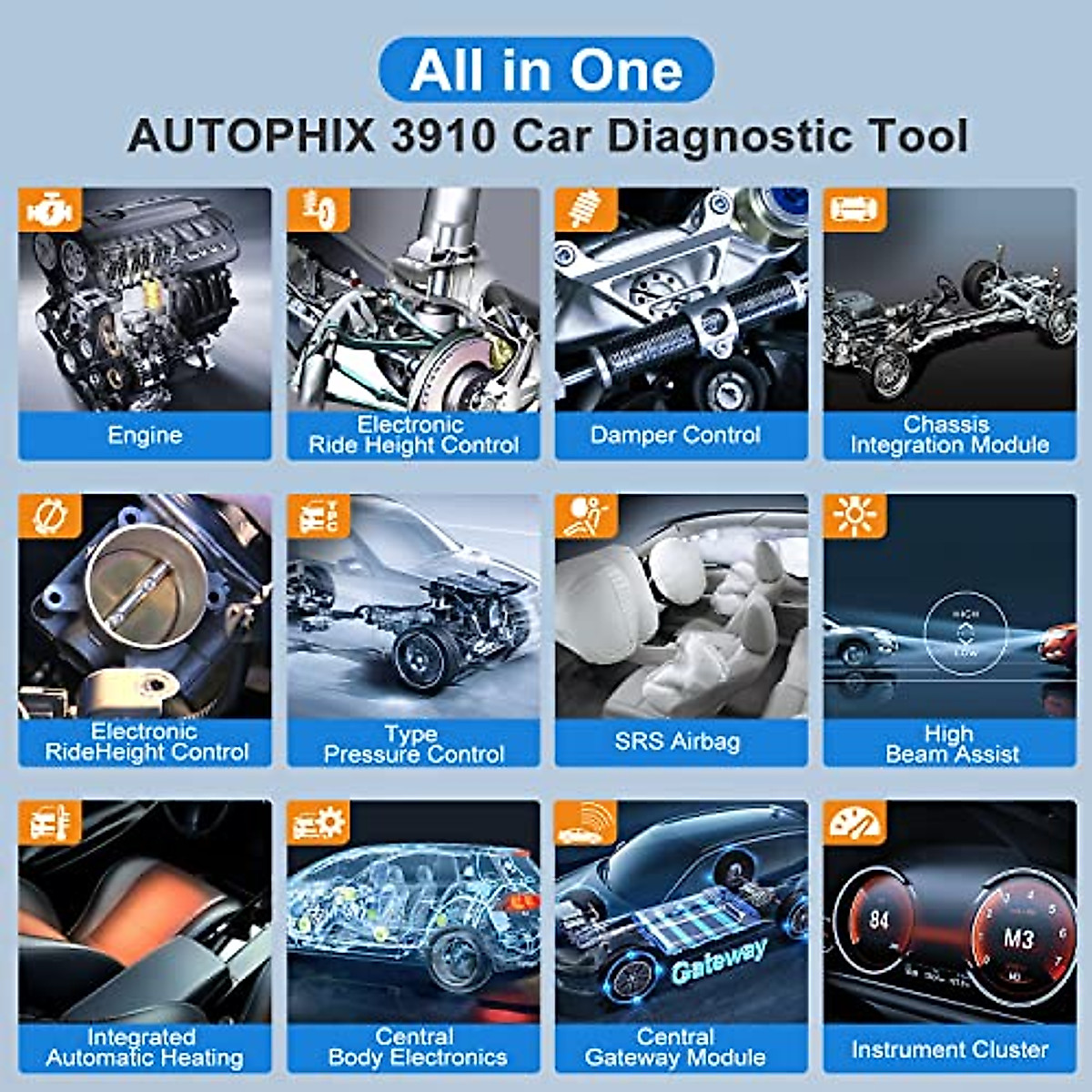 AUTOPHIX 3910 Bluetooth All System OBD2 Scanner Compatible with BMW/Mini Battery Registration Diagnostic Scan Tool with Service EPB CBS ETC Reset Battery Check Code Reader for iPhone iPad Android