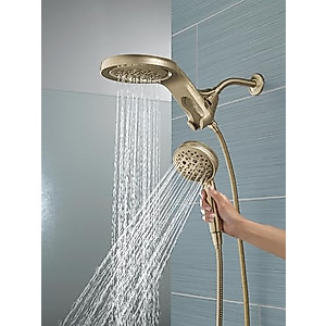 Delta Faucet HydroRain 5-Spray H2Okinetic Dual Shower Head with Handheld Spray, Gold Shower Head with Hose, Handheld Shower Heads, 2.5 GPM Flow Rate, Champagne Bronze 58680-CZ25