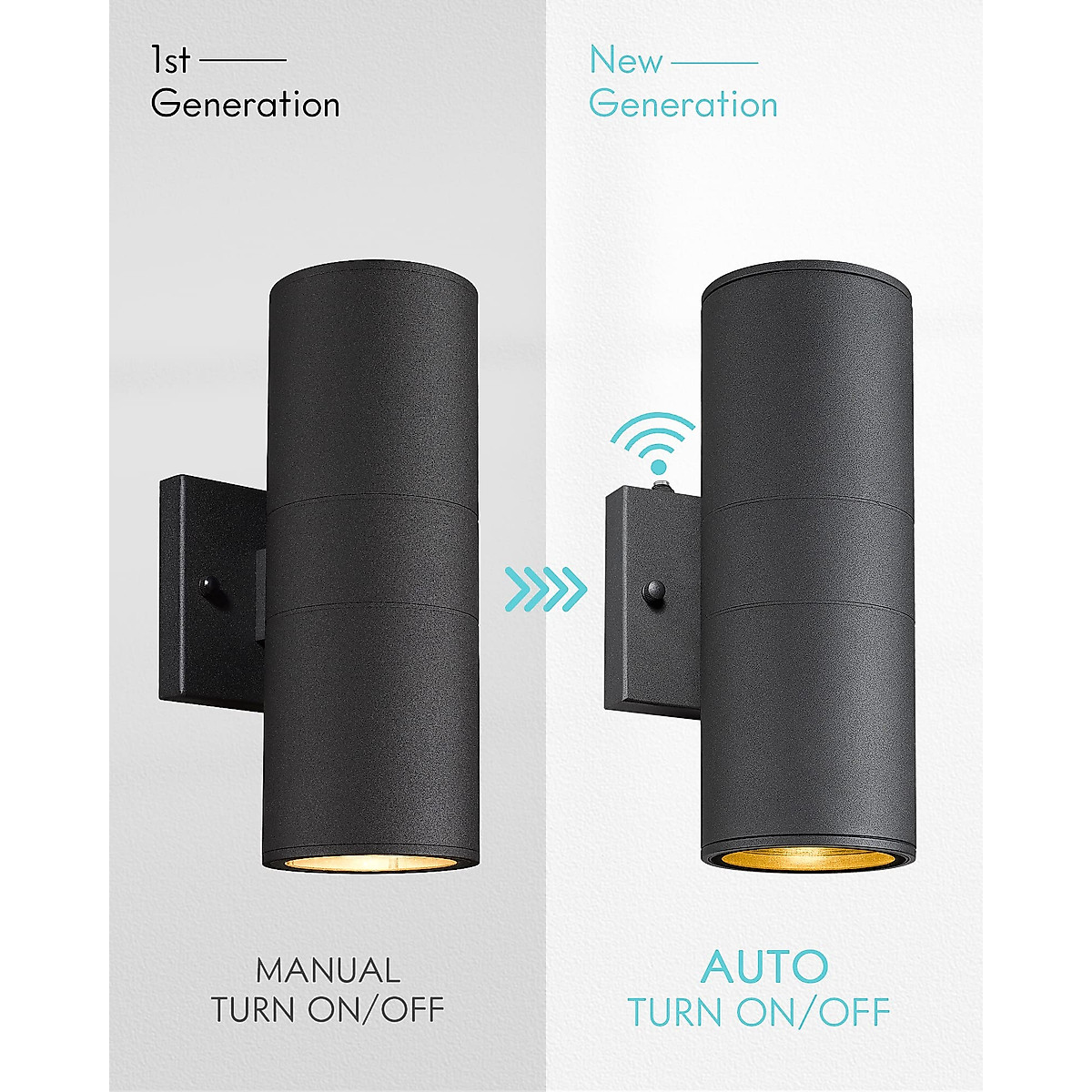 Ken & Ricky Outdoor Wall Light, Dusk to Dawn Sensor Exterior Light Fixture, Up and Down Wall Sconce with Photocell Sensor for Porch Patio Garage House Entryway-1 Pack