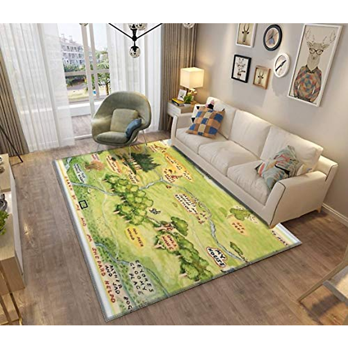 map Area Rugs Non-Slip Floor Mat Doormats Home Runner Rug Carpet for Bedroom Indoor Outdoor Kids Play Mat Nursery Throw Rugs Yoga Mat
