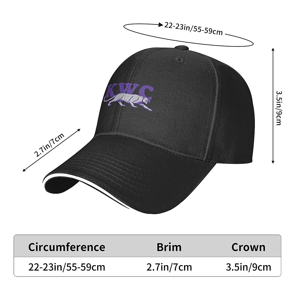 Kentucky Wesleyan College Logo Unisex Casual Sandwich Baseball Cap Adjustable Black