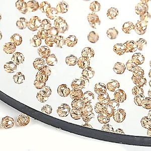 1850Pcs 2mm Crystal Faceted Glass Beads, Diamond Cut Gemstone Strand, Micro 48 Faceted Tiny Glass Beads for DIY Jewelry Making (Champagne Gold)