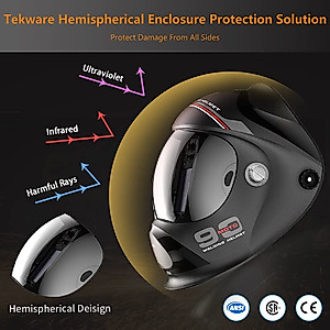 Tekware Welding Helmet Auto Dark,True Color Welder Helmet,4 Arc Sensor Welding Hood, Lightweight Hemispherical 4C Lens Welding Mask, Variable Shade 4~5/9-9/13