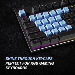 HK Gaming Rubber Keycaps Set | Anti-Slip Texture | Doubleshot Backlit Keycap Set | 23 Keys OEM Profile Key Set | for Mechanical Keyboard | Compatible with Cherry MX, Gateron, Kailh | Blue Malibu