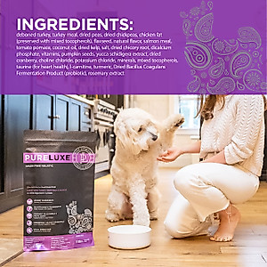 PURELUXE Grain and Gluten Free Dog Food, Turkey, Split Peas, and Salmon Elite Nutrition, for Small Breed Dogs at All Life Stages, Made in The USA, 11lbs