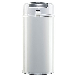 Bubula Premium Steel Diaper Waste Pail Container w/Air Tight Lid and Lock, White/Grey