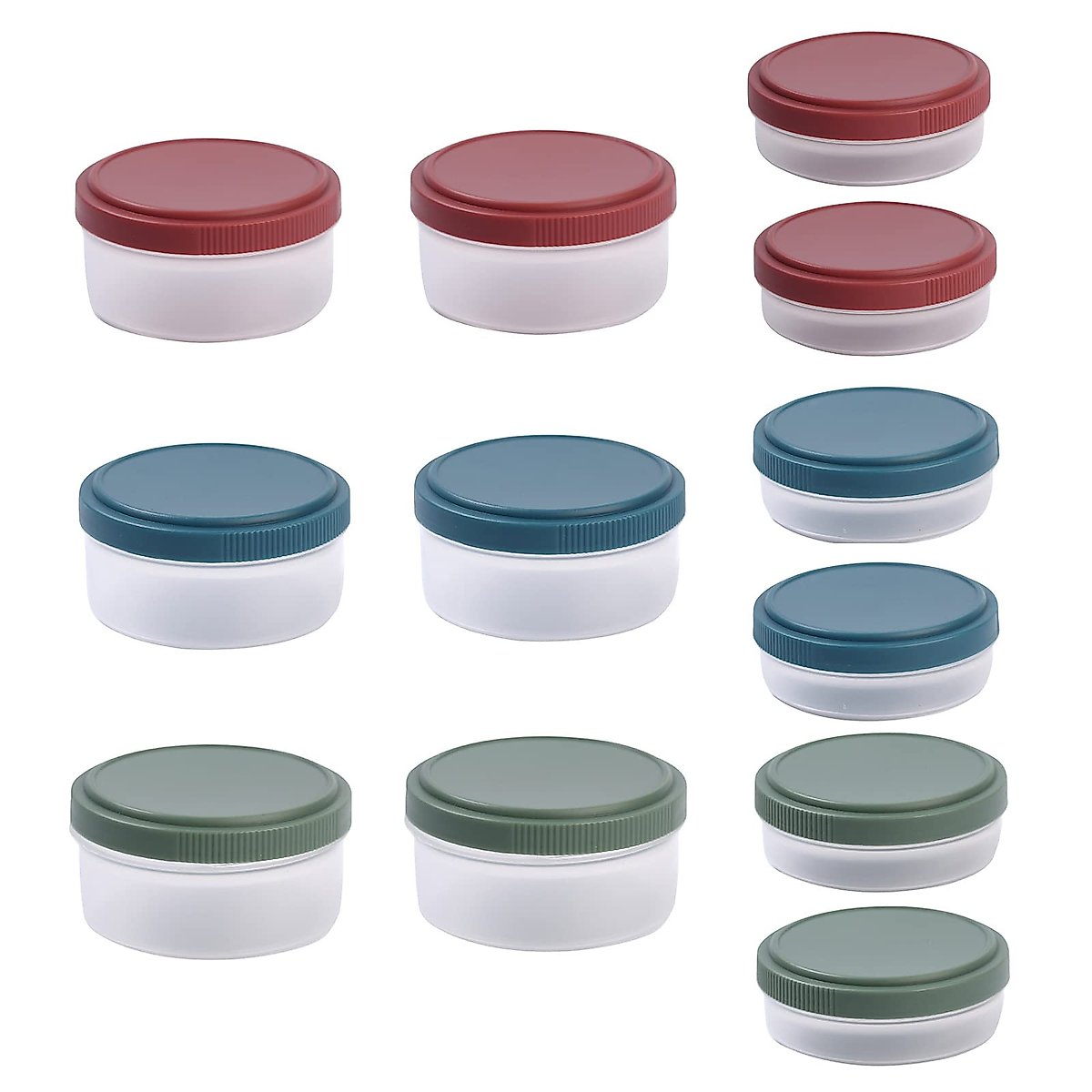 MANMAOHE 12PCS Leakproof Condiment Containers with Lids, 6PCS 2.5oz + 6PCS 1.7oz, Plastic Salad Dressing Container to go, Reusable Sauce Cups, Small Food Storage Containers for Picnic Travel