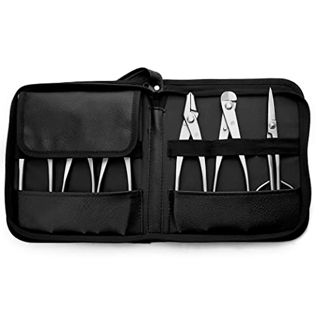 TianBonsai 6-PCS Bonsai Tool Set Including Concave Cutter Straight Edge Cutter Trunk Splitter Wire Cutter Bonsai Pliers And Bonsai Scissors Equip With Tool Bag