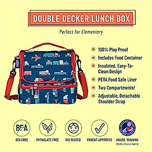 Wildkin Two Compartment Insulated Lunch Bag for Boys & Girls, Measures 9 x 8 x 7 Inches Lunch Box Bag for Kids, Ideal for Packing Hot or Cold Snacks for School and Travel (Transportation)