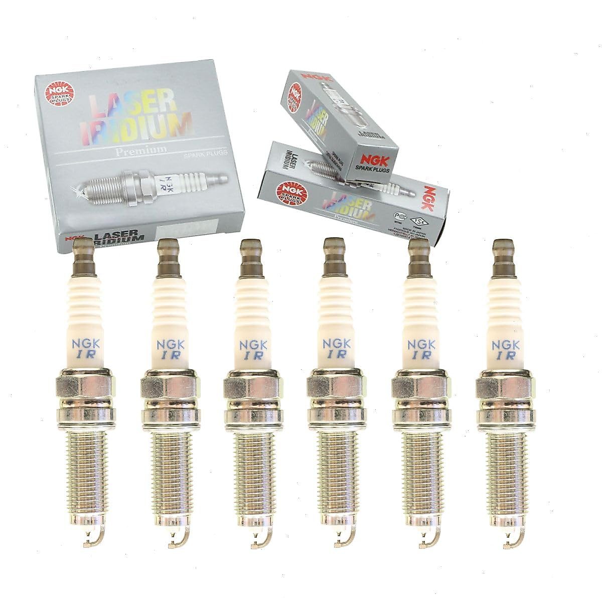 6 pc NGK Laser Iridium Spark Plugs compatible with Honda Pilot 3.5L V6 2012-2013