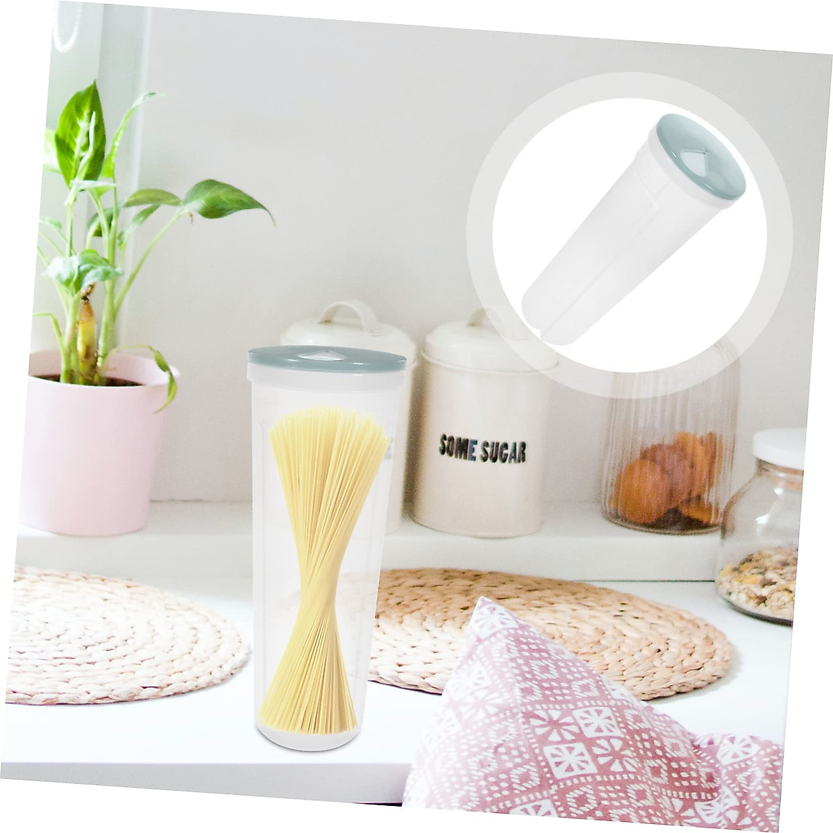 Luxshiny Airtight Storage Tank Plastic Cereal Tank Flour and Sugar Containers Plastic Kitchen Canisters Tall Food Storage Flour Container Noodle Containers for Pantry With Cover Jar