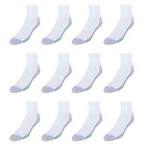 Hanes Men's, X-Temp Cushioned Ankle Socks, 12-Pack, White-12 Pack, 12-14
