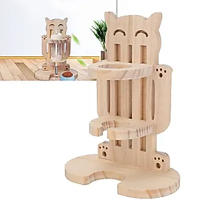Wooden Pet Water Bottle Holder,Hamster Water Bottle Stand Pet Supplies for Small Sized Pets as Hamsters Gerbils Guinea Pigs Rabbits Puppy Cats