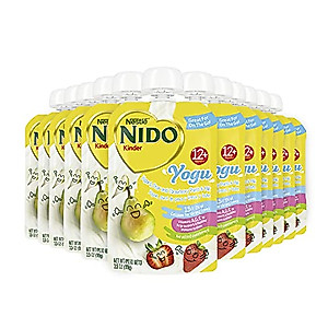 Nestle Nido Baby Food Pouches, Toddler, Yogurt, Strawberry Puree and Milk, 3.5 oz