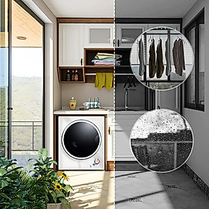 Portable Clothes Dryer, 120 V/850W Electric RV Dryer Smart Moisture Sensor, LCD Control Panel Heating Tumble Clothes Dryer Machine with Stainless Steel Drum for Apartment, Dorm and Home (Square-White)