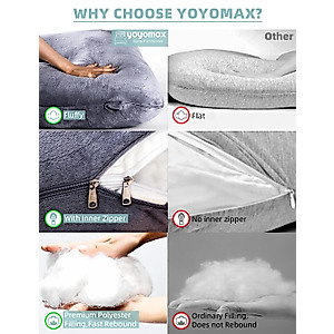 TINKLE WELL C-Shaped Pregnancy Pillows, Memory Foam Pregnancy Pillow Full Body Maternity Pillow with Removable Cover, 52 Inch Pregnancy Pillows for Sleeping (Grey)