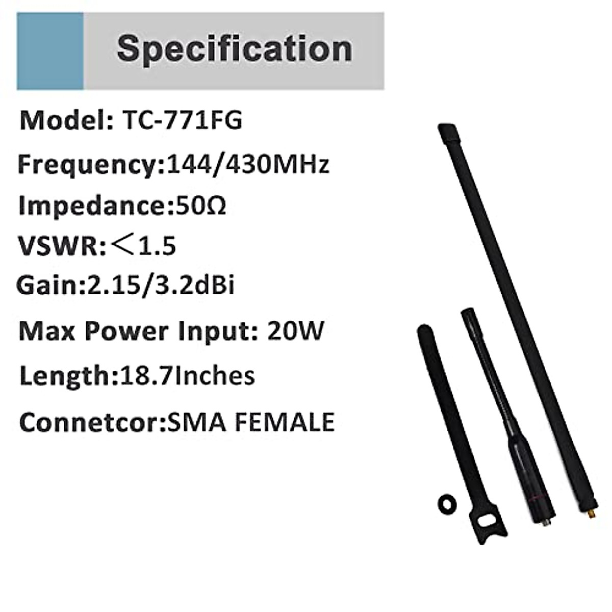 HYS Tactical Foldable Whip Antenna, SMA-Female, VHF UHF 144/430Mhz, Gooseneck Antenna for Kenwood TYT Retevis BAOFENG UV-82 UV-B5 GT-3 BF-F8HP UV-5RA UV-5RE UV-5R Two-Way Radio Scanner