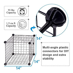 NAFORT 12-Cube Metal Grid Storage Rack, Stackable Free Standing Storage Organizer, DIY Cabinet Bookshelf, Easy to Assemble, 56” L x 14” W x 56” H(Black)
