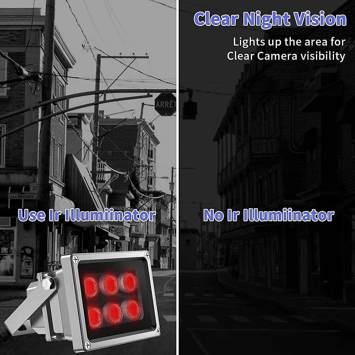 OHWOAI IR Illuminator, 6 LED IR Lights 850nm, Long Range Infrared Light, Outdoor Waterproof Lamp Night Vision, 10ft 12V 2A Power Supply