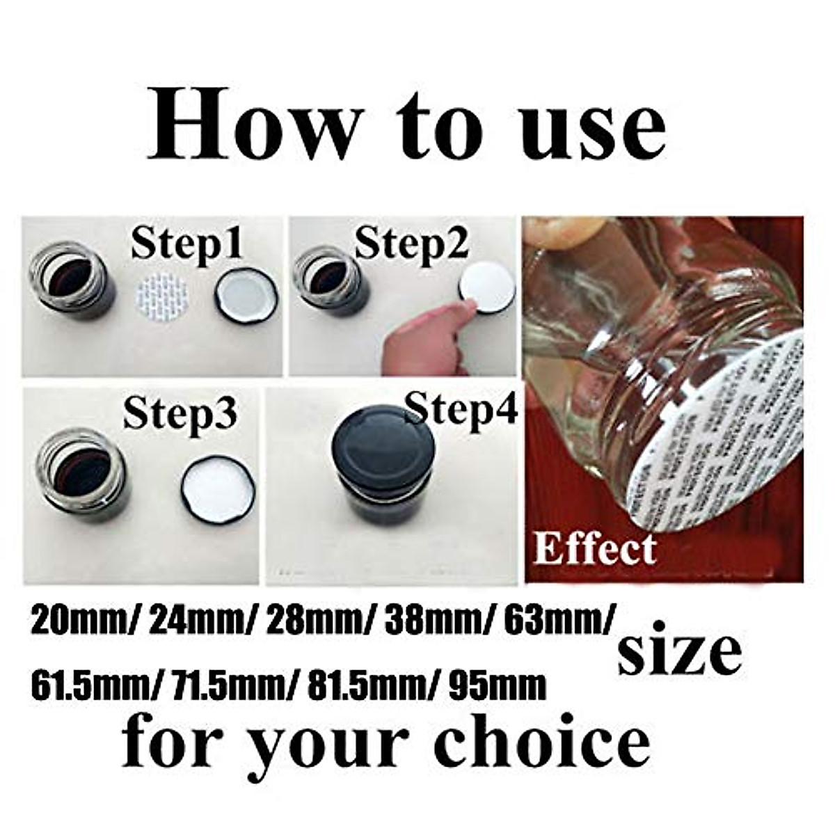 NANSHINE 500pcs Pressure Activated Seals Cap Liners 24mm(0.94") Foam Sealing inserts for Glass & Plastic Jar Bottles Containers No Induction Sealer Needed