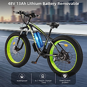 SZTPS Electric Bike, E-Bike for Adults 750W 26" Fat tire,30Mph Max Speed，Adult Electric Bicycles with Phone Charger Mount,Suspension Fork,21 Speed Gears