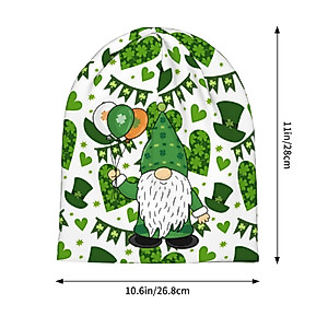 Kicoyuaz St. Patrick's Day Green Knit Beanie Hat Adults Stretch Knitted Skull Beanies Cap Hats for Women Men