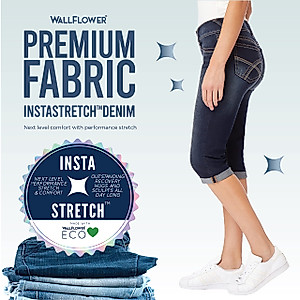 WallFlower Women's Size Luscious Curvy 17" Capri Mid-Rise Insta Stretch Juniors (Standard, Jenna, 20 Plus