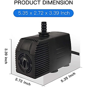 Simple Deluxe 400 GPH Submersible Pump(1500L/H 54W) with 15' Cord for Fish Tank, Hydroponics, Fountains, Ponds, Statuary, Aquariums, Black