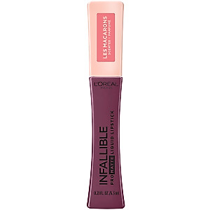 L’Oréal Paris Makeup Infallible Pro Matte Les Macarons Scented Matte Liquid Lipstick, Highly Pigmented, Longwear, Waterproof and Smudge Proof, Blackcurrant Crush, 0.21 fl; oz.