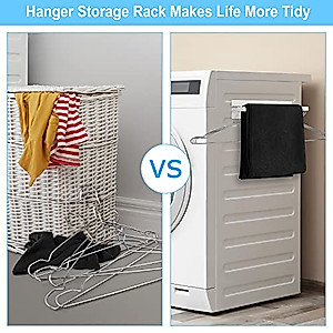 Seropy Clothes Hanger with 10 Clips Laundry Drying Rack 6 Pack, Clothes Drying Rack Stainless Steel Sock Hangerand Hanger Organizer Magnetic Hanger Holder for Washing Machine Laundry Room Organization