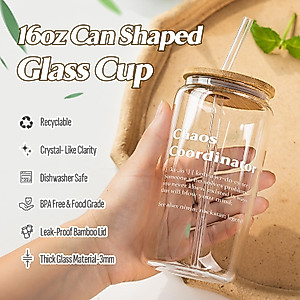 Thank You Gifts for Chaos Coordinator, Teacher Appreciation Gifts Boss Gifts for Women on Birthday Christmas Boss Day Office Gifts for Coworkers Employees Manager Mom Friend Men, 16oz Glass Cup Gift