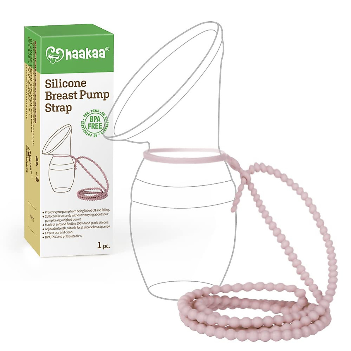 haakaa Silicone Strap Suitable for Gen.1/2/3 Manual Breast Pump Prevent Breast Pump from Falling off During Use (Blush Color) -1pc