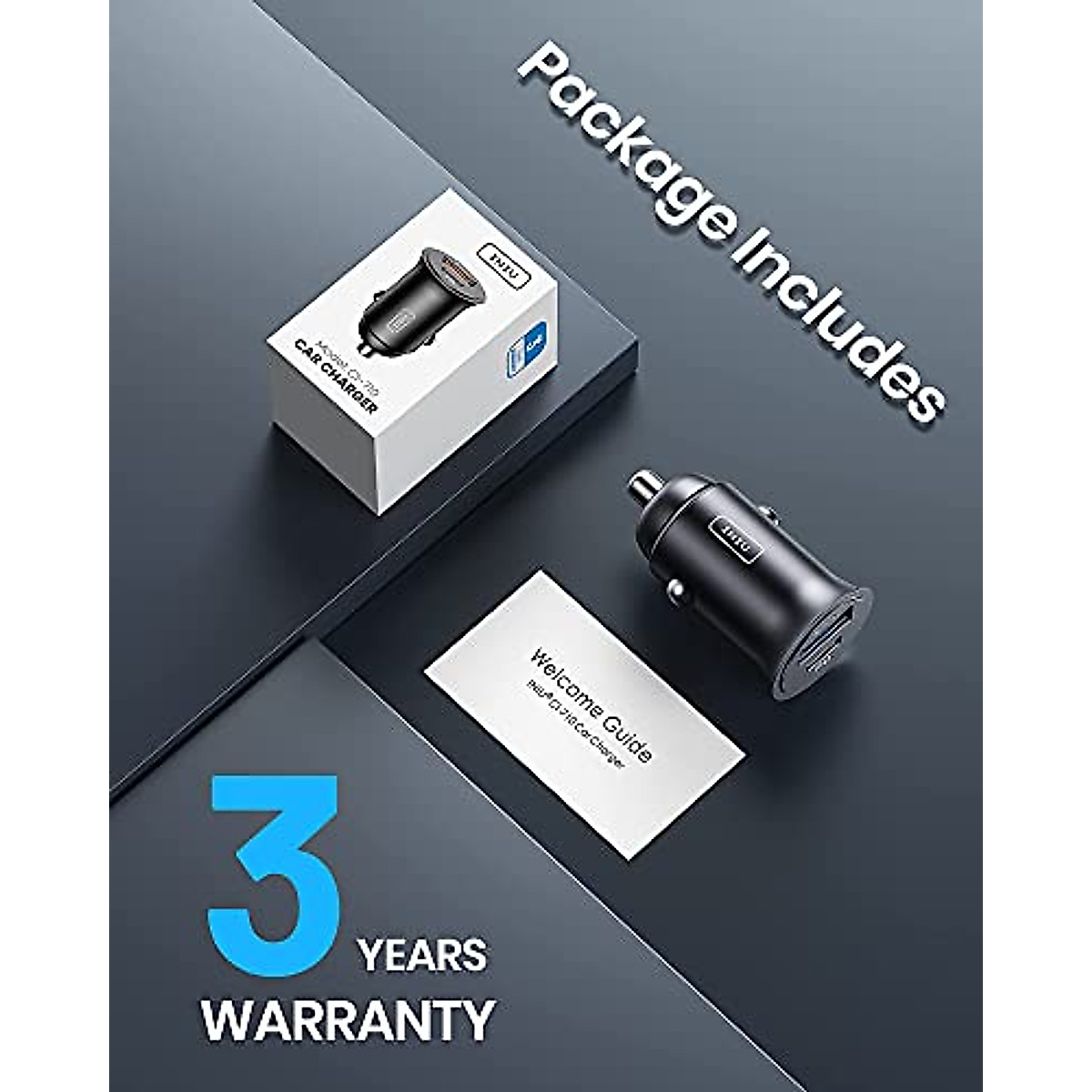 Car Charger, INIU Dual Ports [USB C 30W+USB A 30W] 5A QC 3.0 PD Fast Charge Car Charger Adapter, All-Metal Mini USB C Car Charger for iPhone 14 13 12 Pro Max iPad Samsung S21 MacBook Airpods Tablets