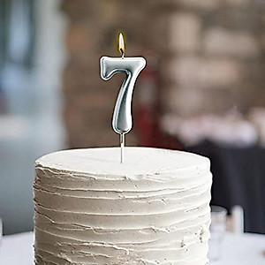 eusbon 3rd Birthday Candle, 2.76” Big Size Number Candle for Cake Decoration, Birthday Party, Wedding Anniversary, Silver (Number 3)