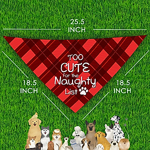 Earus Christmas Dog Bandanas Funny, Dog Christmas Scarf 2 Packs, Pets Christmas Plaid Décor for Medium Large Dogs