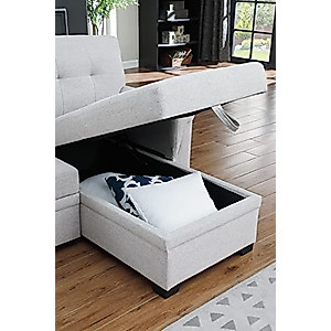Lilola Home Hunter Light Gray Linen Reversible Sleeper Sectional Sofa with Storage Chaise