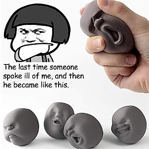 Funny Human Face Emotion Balls,Fidget Toys Stress Relief Squeeze Ball Stress Toys for Kids and Adults,Sensory Toys for Autism (Black, Sulkiness)