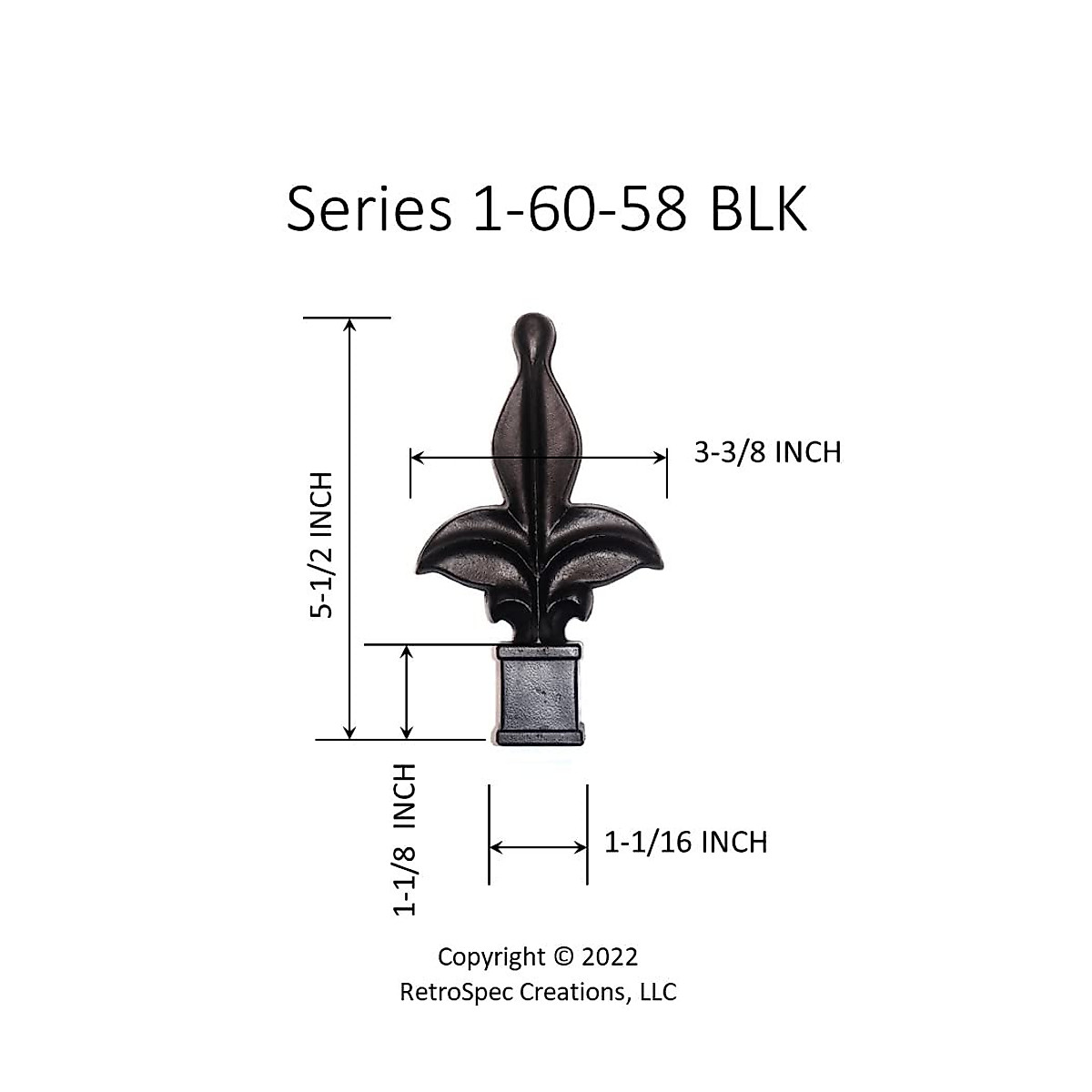 Retrospec Creations 25 Each for 5/8” Plastic Finial Tops for Iron Picket Fence Tops Fleur De Lis – #1-60-58