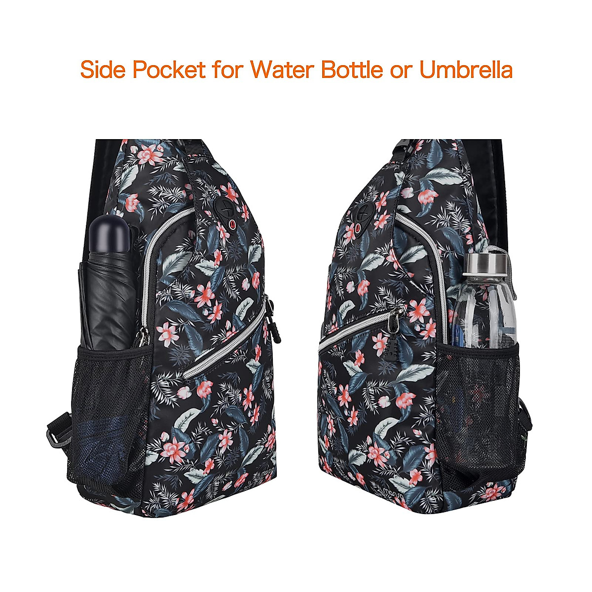 MOSISO Sling Backpack, Multipurpose Travel Hiking Daypack Rope Crossbody Shoulder Bag, Lychnis