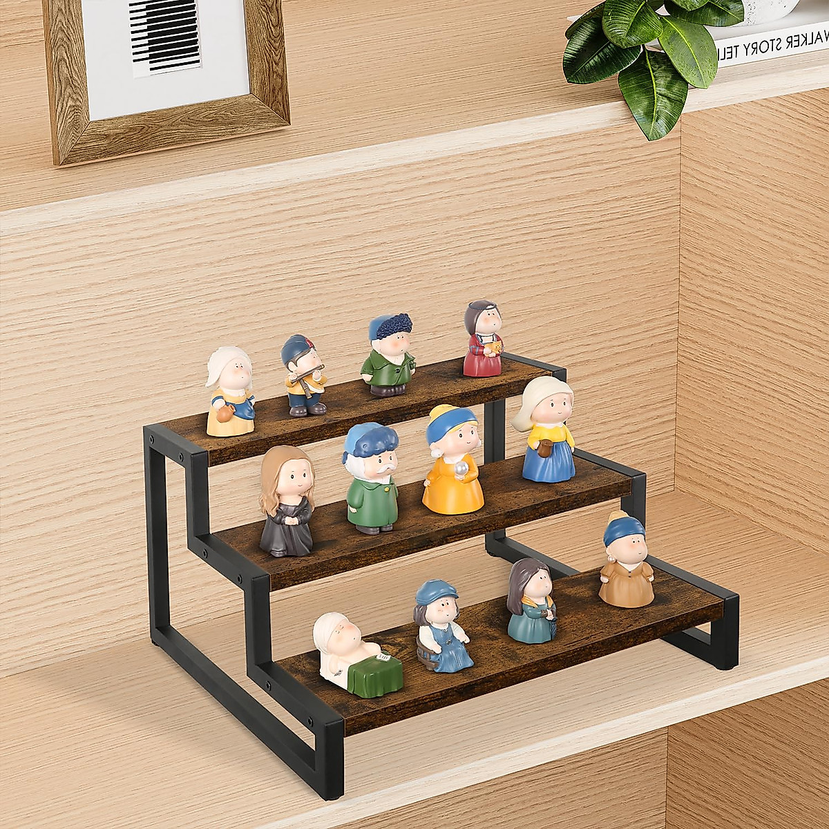 YINMIT Spice Rack Organizer for Countertop, 3 Tier Kitchen Counter Shelf, Wooden Tiered Display Stand Riser Shelf