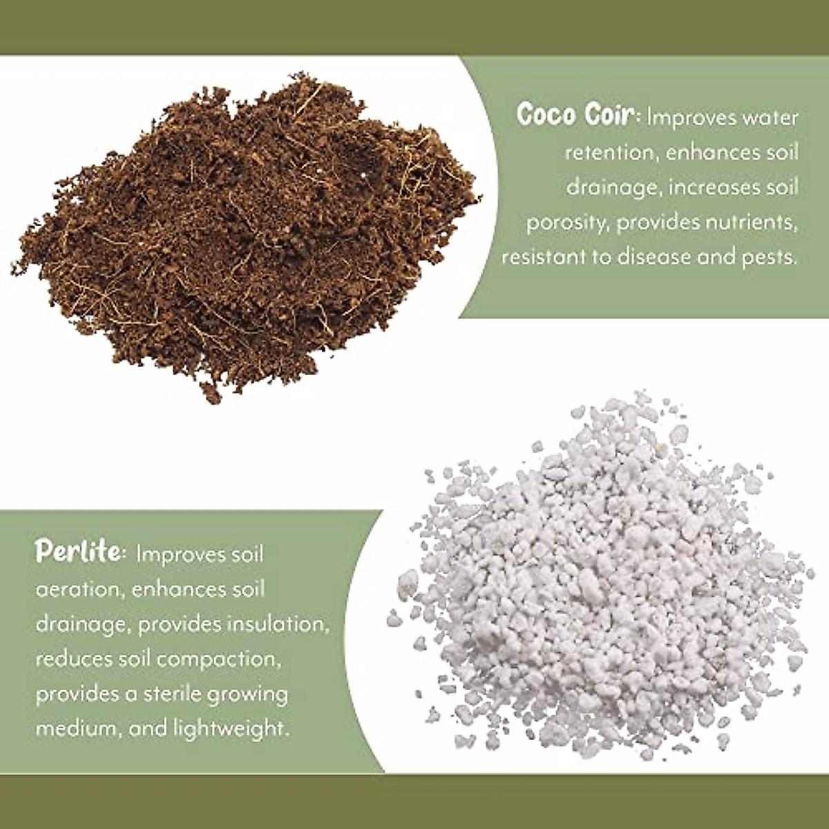 Coco Peat Perlite Potting Mix (2 Quarts), Loose Coconut Coir and Perlite