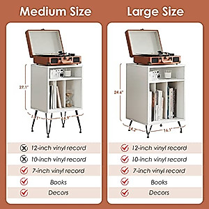 Side Table with Storage Space, Nightstand for Bedroom, Couch Side Table with Swivel Leveling Feet for Living, Sturdy Table with Premium MDF Board, Easy Assembly, 14.7”*11.1”*24.4”