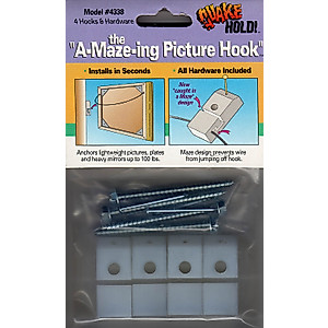 Ready America 4338 Anti-Fall Heavy Duty Picture Hook, 4Piece, 100 Lb. Load Capacity