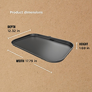 Ninja XSKGRIDLXL Woodfire Premium Griddle Plate, Compatible with OG800 and OG900 Series, Direct, Edge-to-Edge Heat, Ceramic, Nonstick, Precise Heat Control, 17.87'' x 12.35'', Black