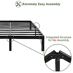 45MinST 14 Inch Reinforced Platform Bed Frame/3500lbs Heavy Duty/Easy Assembly Mattress Foundation/Steel Slat/Noise Free/No Box Spring Needed, California King