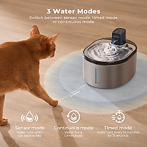 Smartoo Wireless Cat Water Fountain Stainless Steel, 152oz/4.5L Cat Fountain Battery Operated, Cordless Pet Water Fountain for Cats & Dogs with Motion Sensor, Ultra Quiet Pump, Multi-Filtration